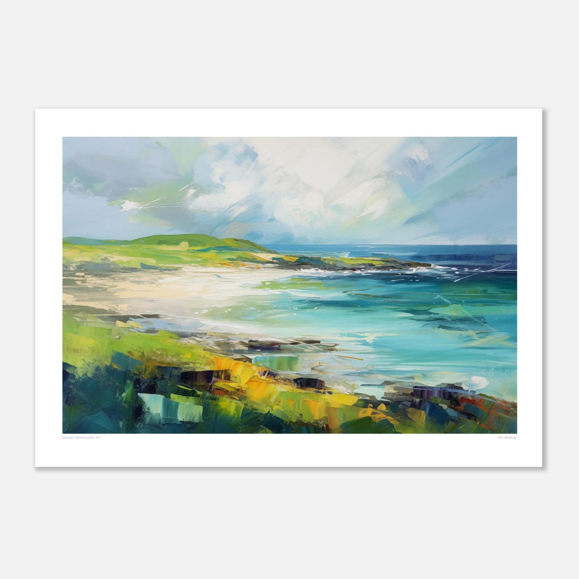 Gower Peninsular: Blue & Green Abstract Impressionist Oil Painting ...