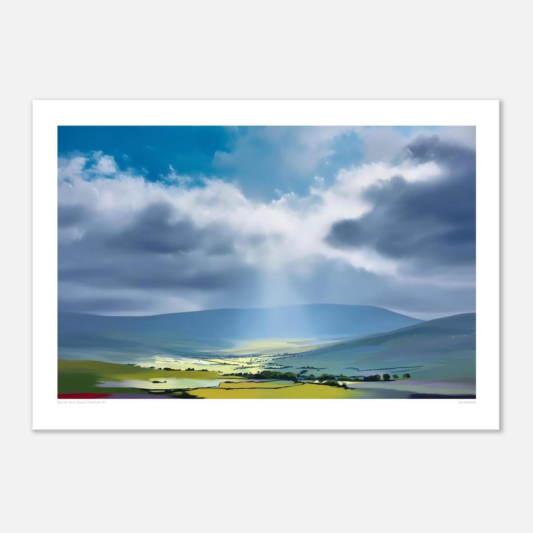 North York Moors #1– Fine Art Print – Grey & Blue Impressionist Oil ...
