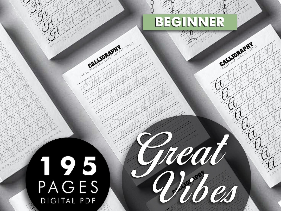 Great Vibes Font Calligraphy Practice Sheet PDF Procreate Alphabet ...