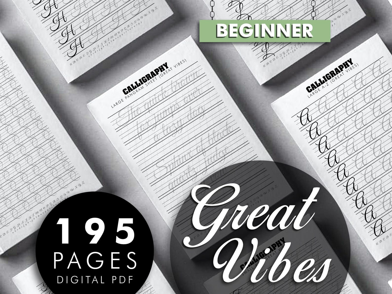 Great Vibes Font Calligraphy Practice Sheet PDF Procreate Alphabet ...