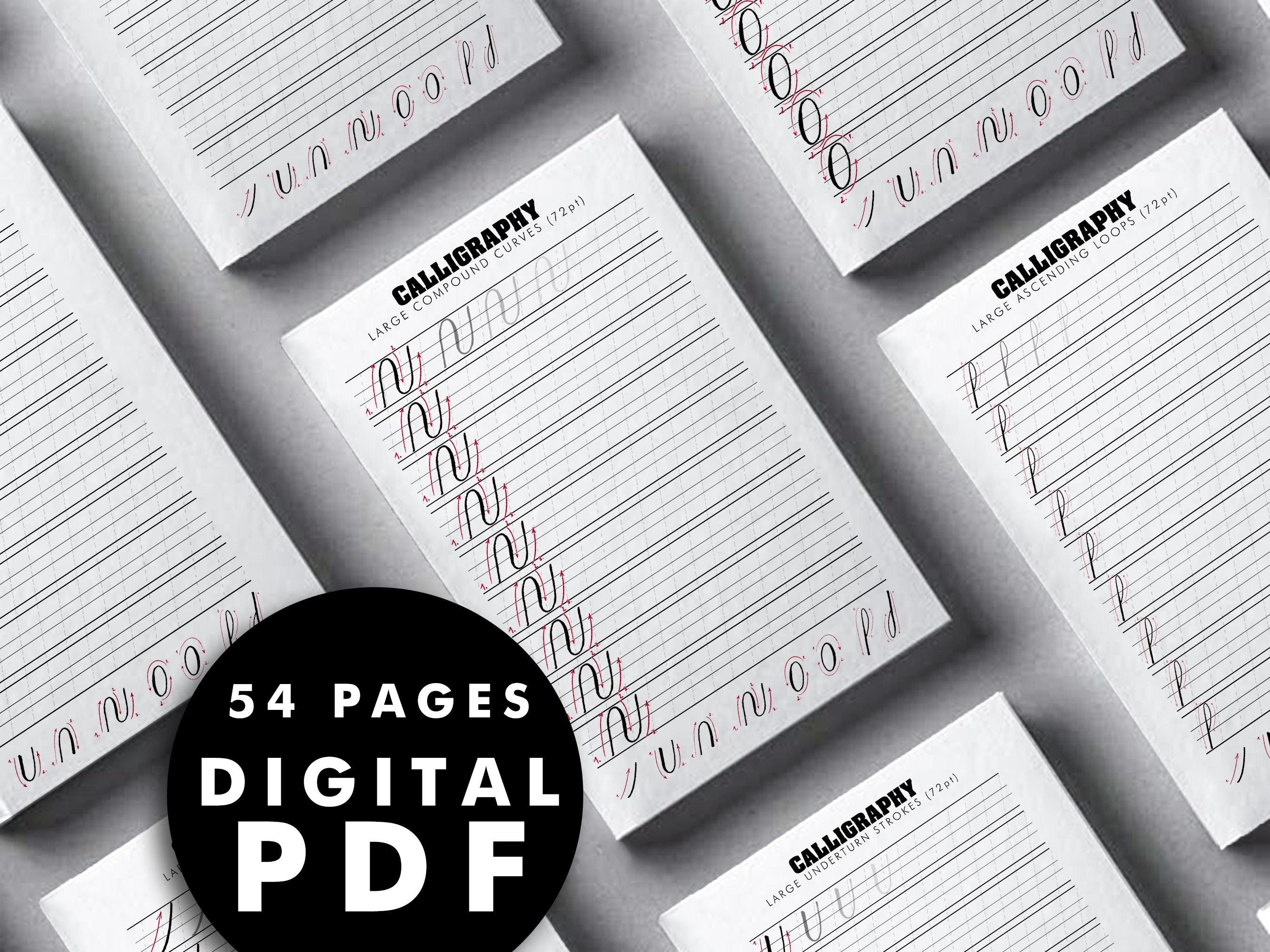 Printable PDF Calligraphy Practice Sheet Procreate Basic Calligraphy ...