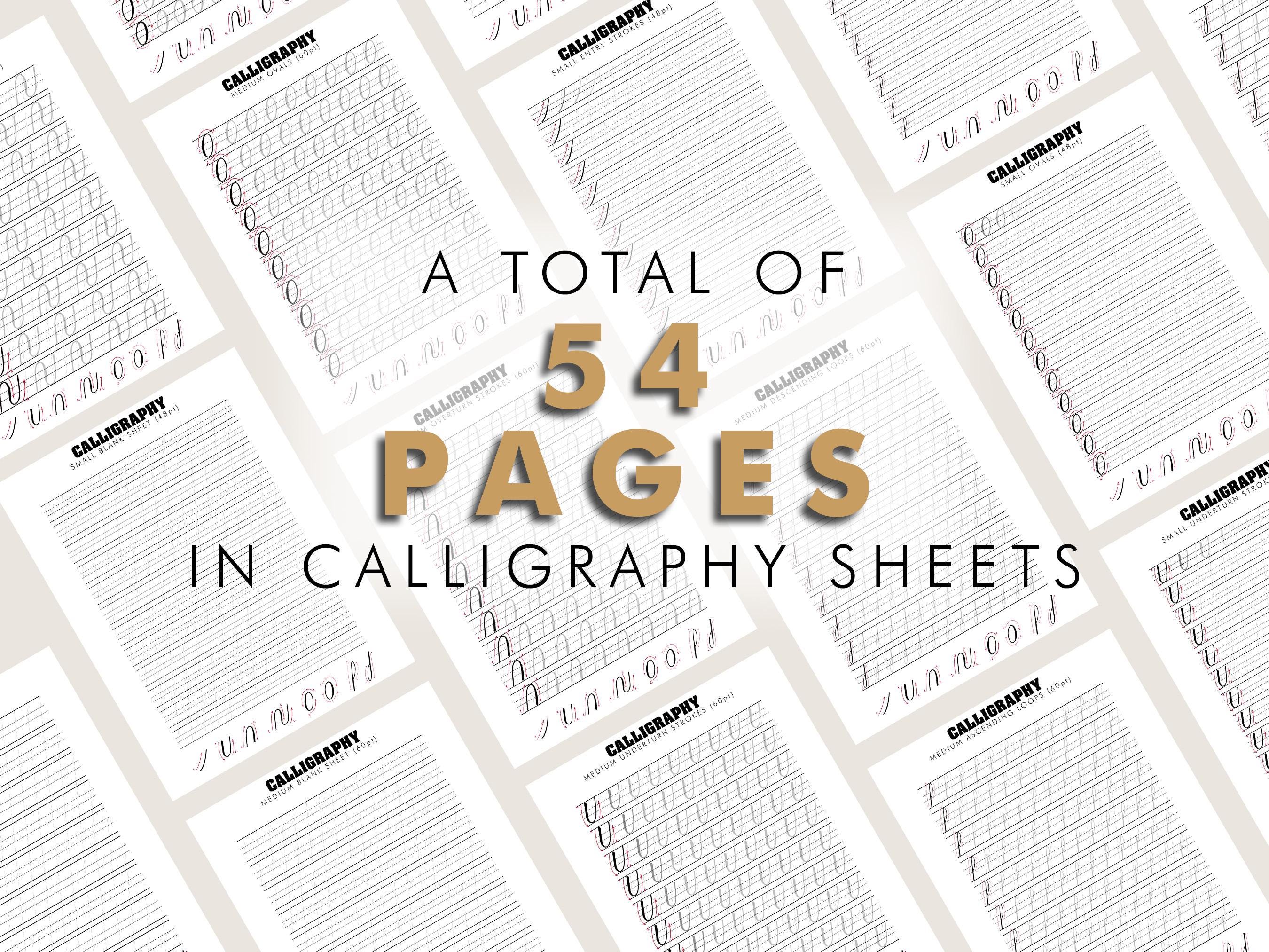 Printable PDF Calligraphy Practice Sheet Procreate Basic Calligraphy ...