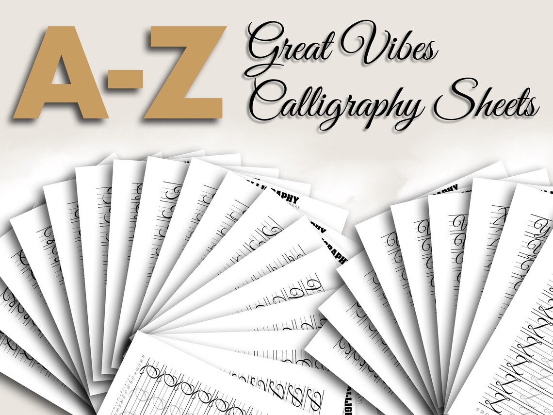 Great Vibes Font Calligraphy Practice Sheet PDF Procreate Alphabet ...