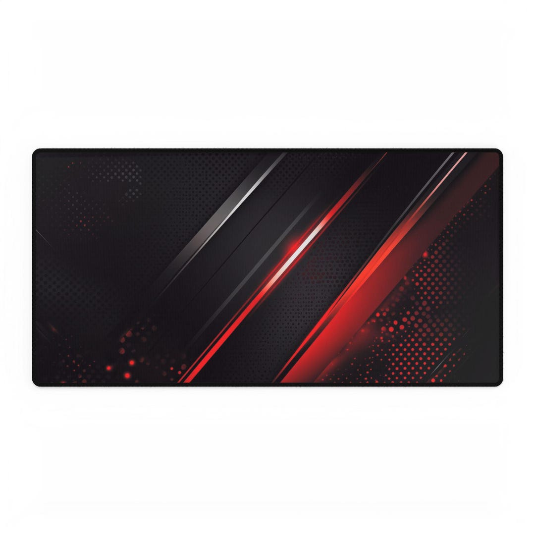 Gaming Desk Mats, Red Black Silver, Large Office Mouse Keyboard Mat ...