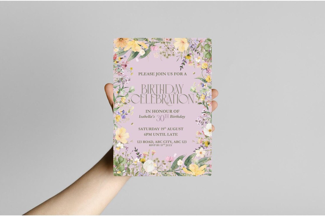 Wildflower Birthday Invitation, Wildflower Birthday Invitation Template ...