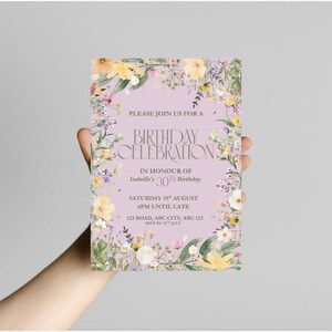 Wildflower Birthday Invitation, Wildflower Birthday Invitation Template ...