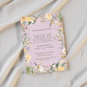 Wildflower Birthday Invitation, Wildflower Birthday Invitation Template ...
