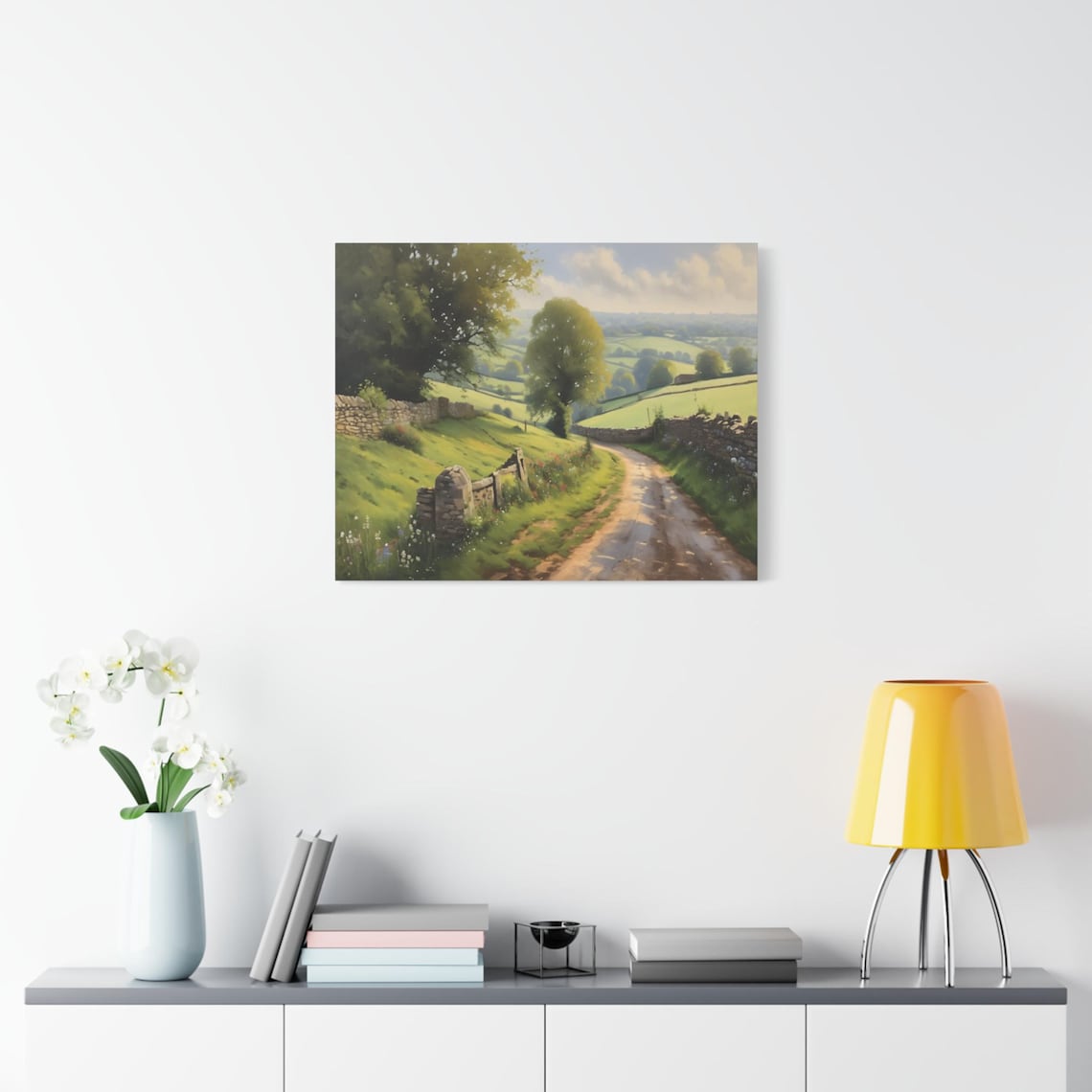 Cotswold Oil Painting, English Countryside Landscape Canvas Art, Rural ...