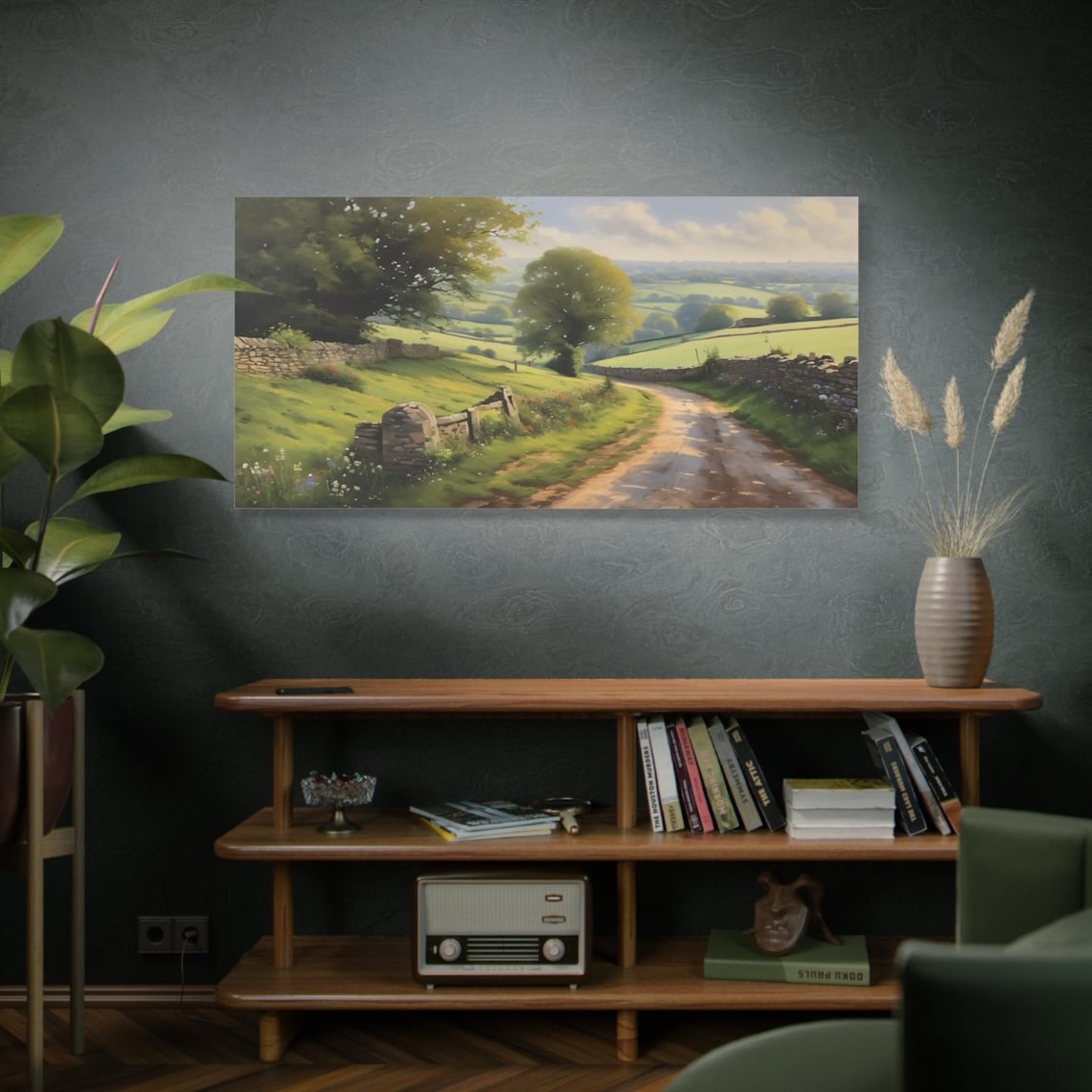 Cotswold Oil Painting, English Countryside Landscape Canvas Art, Rural ...