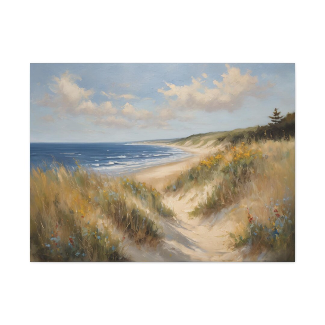 Cape Cod Oil Painting, Seaside Beach Landscape Canvas Art ...
