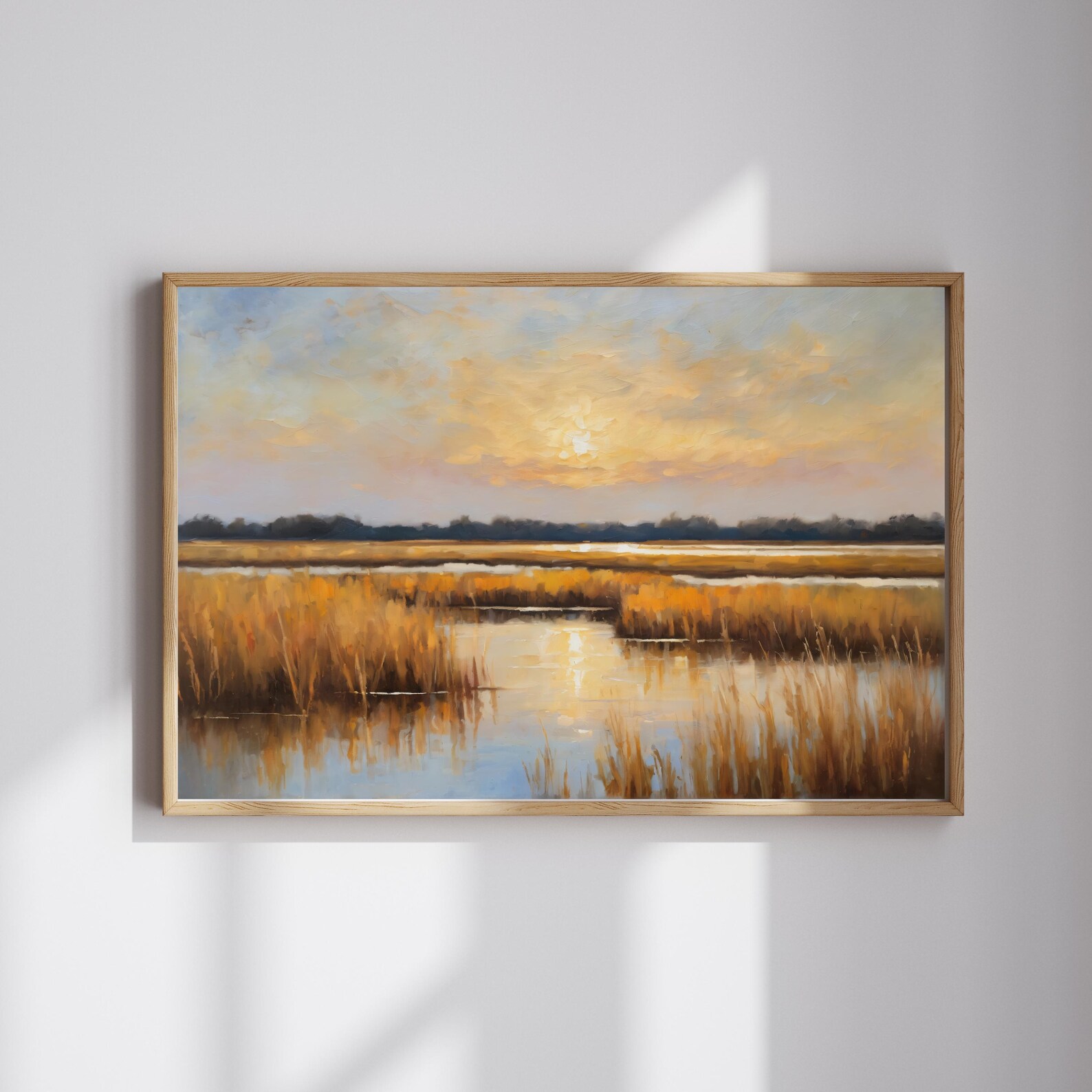 Salt Marsh Oil Painting, Sunset Landscape Canvas, Tranquil Nature Wall ...