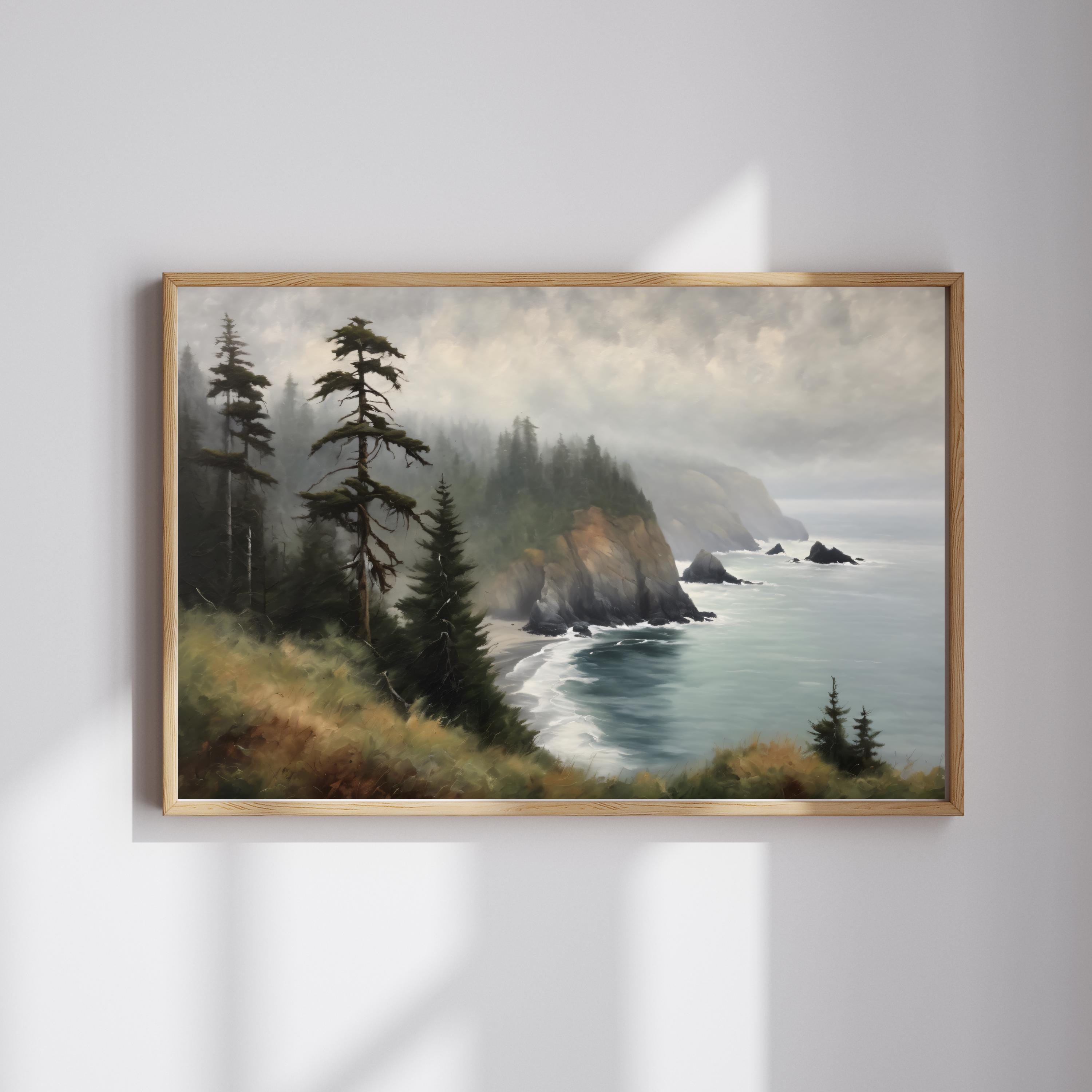 Pacific Northwest Oil Painting, Coastline Painting Canvas Art, Ocean ...