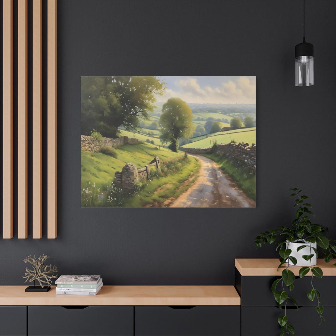 Cotswold Oil Painting, English Countryside Landscape Canvas Art, Rural ...