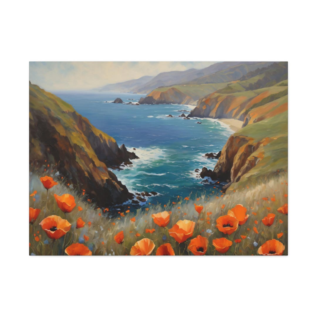 Big Sur Oil Painting, California Coast Landscape Canvas Art, Monterey ...