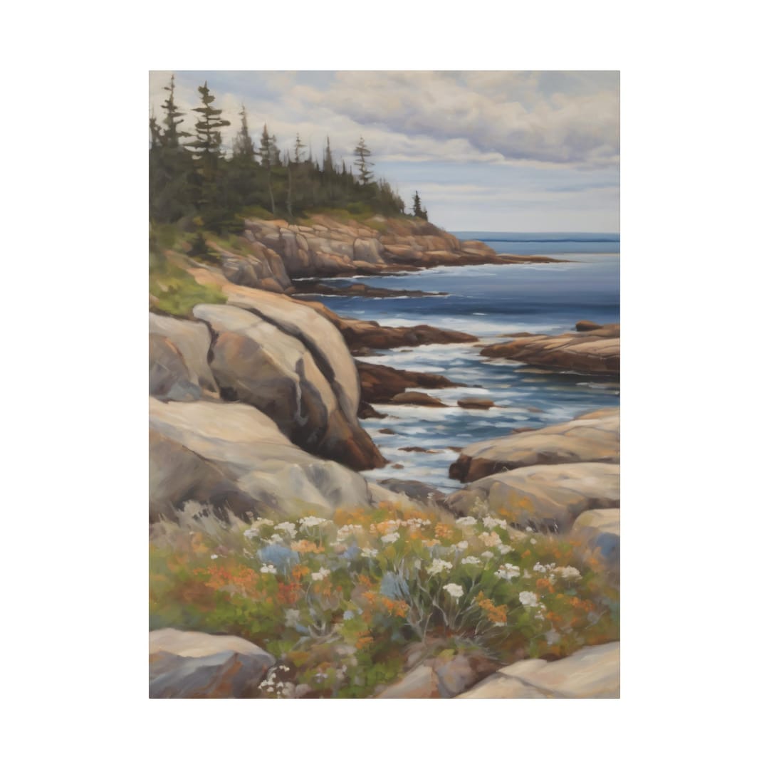 Acadia National Park Oil Painting, Maine Coast Landscape Canvas, Otter ...