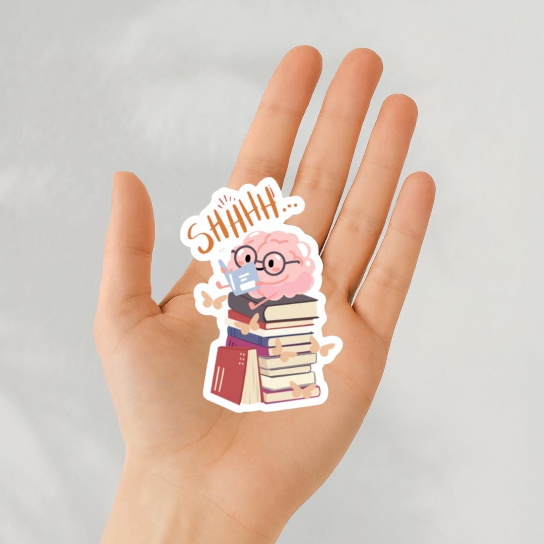 Book Brain Sticker: Shhh... Vinyl Decal for Book Lovers - Etsy