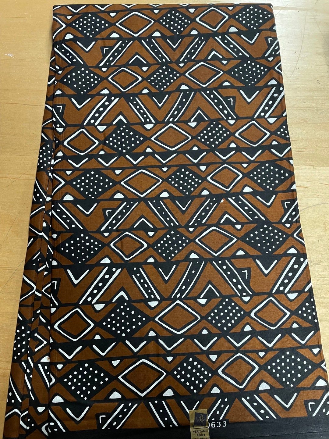 6 Yards Brown Mud Cloth Design Cotton Print Fabric, Made in Mali ...