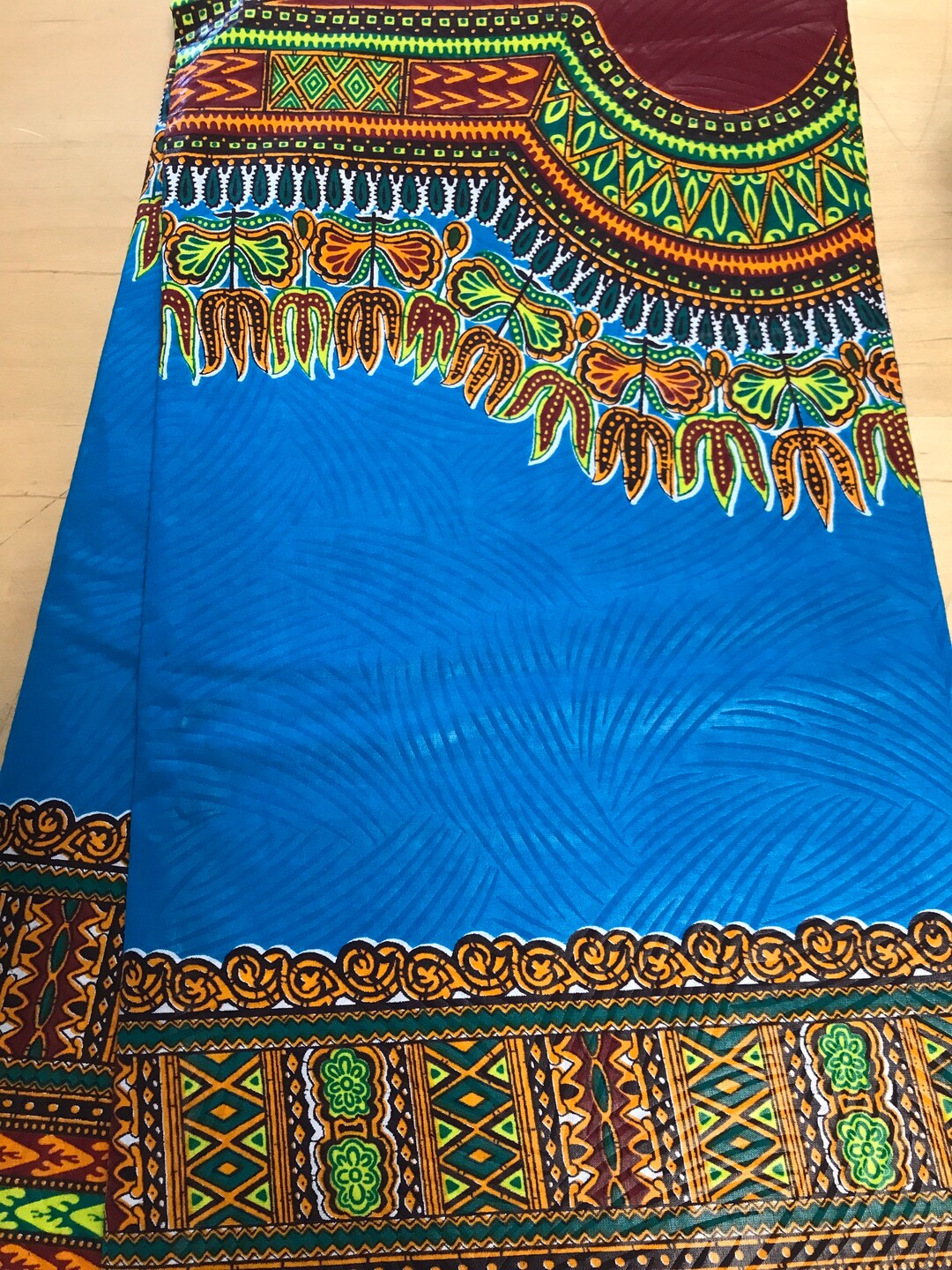 6 Yards Turquoise Dashiki Fabric/ for Dashiki Clothing, Angelina Fabric ...