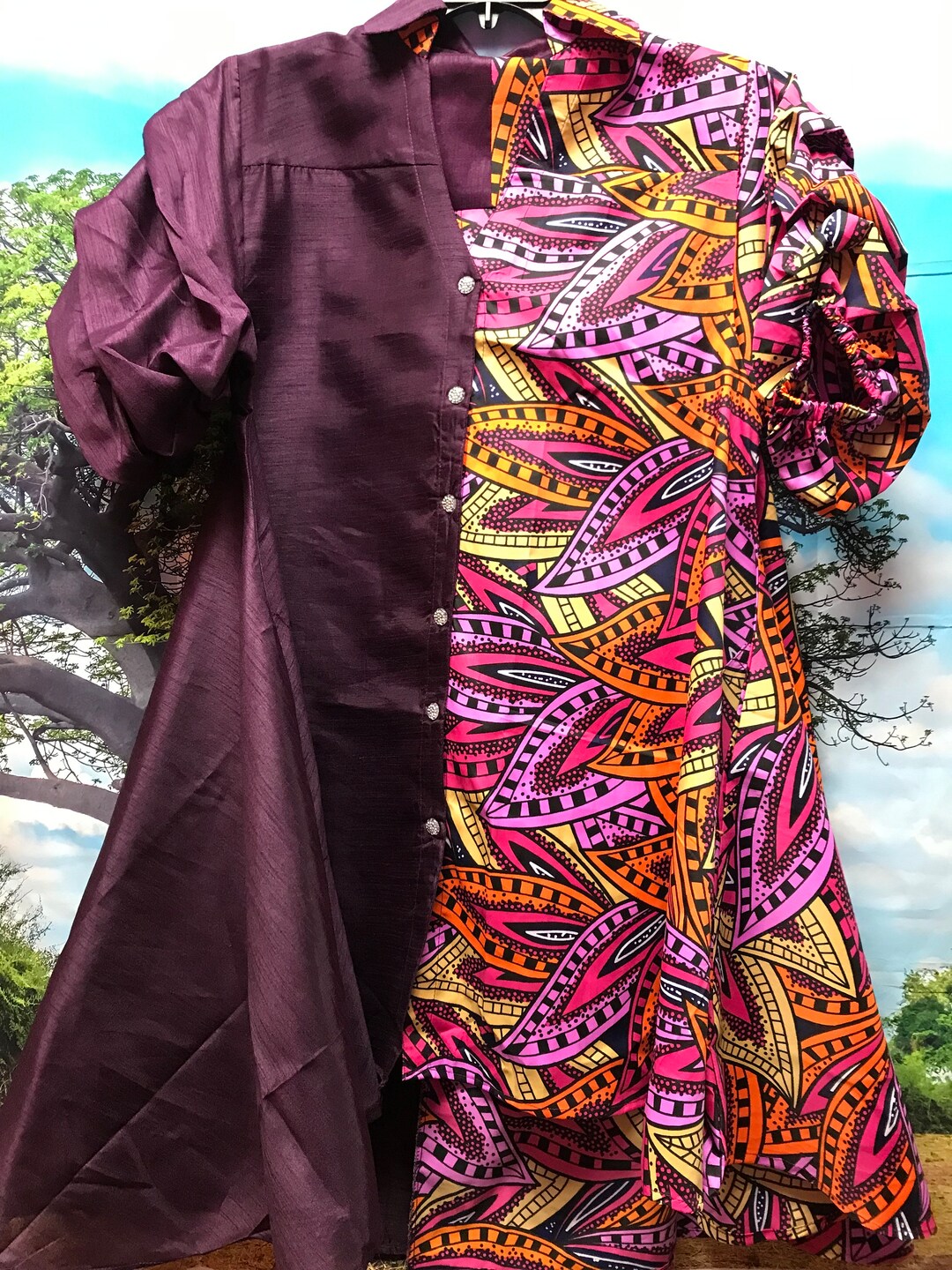 Purple Two Tone African Top, Women's Unique African Top, One Size Top ...