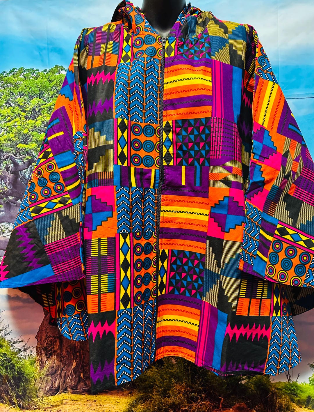 African Capelet Jacket With Hood, Freesize Cape, Ankara Poncho Cape - Etsy