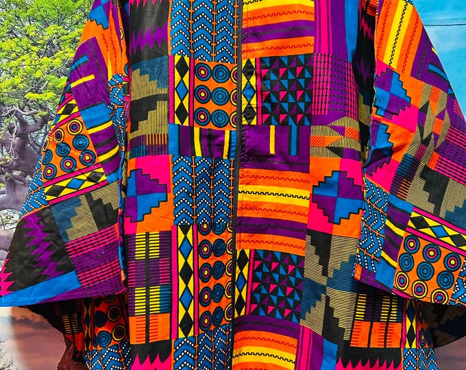 African Capelet Jacket With Hood, Freesize Cape, Ankara Poncho Cape - Etsy
