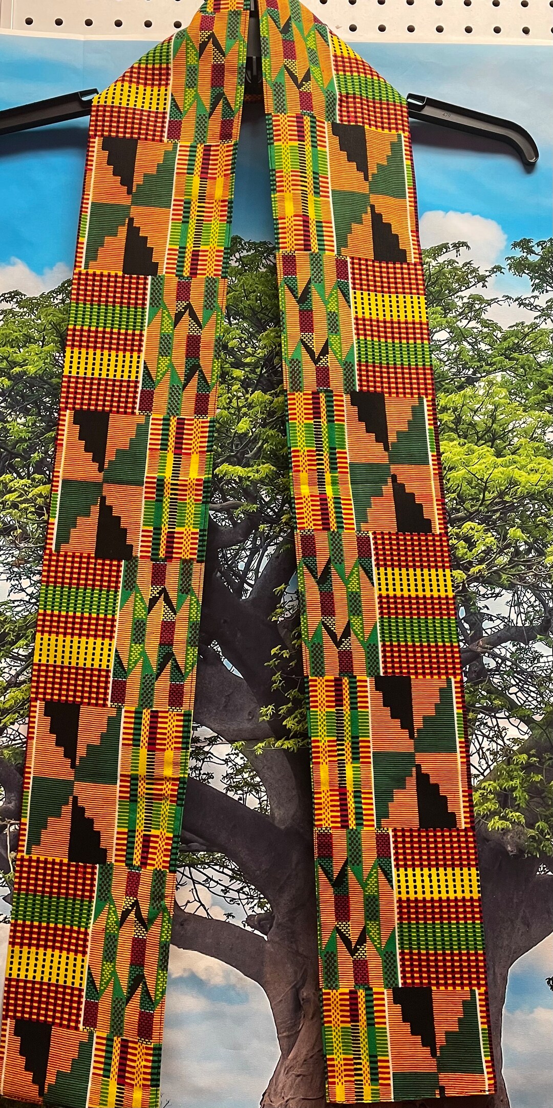Kente #2 Long African Print Stole 5”x71" Fully Lined Stoles or Scarfs ...