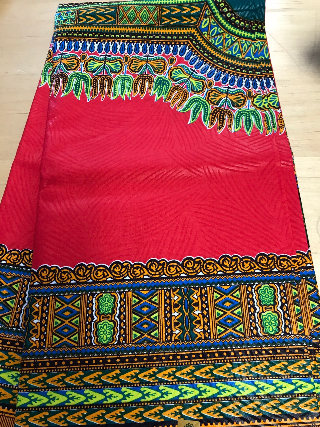 6 Yards Red Color Dashiki Fabric/ for Dashiki Clothing, Angelina Fabric ...