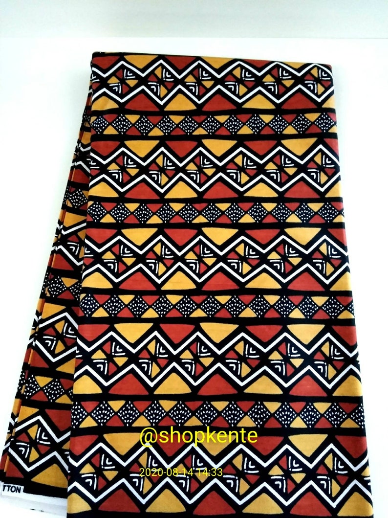 Rust Brown and Yellow Tribal Mud Cloth Inspired Fabric by the - Etsy