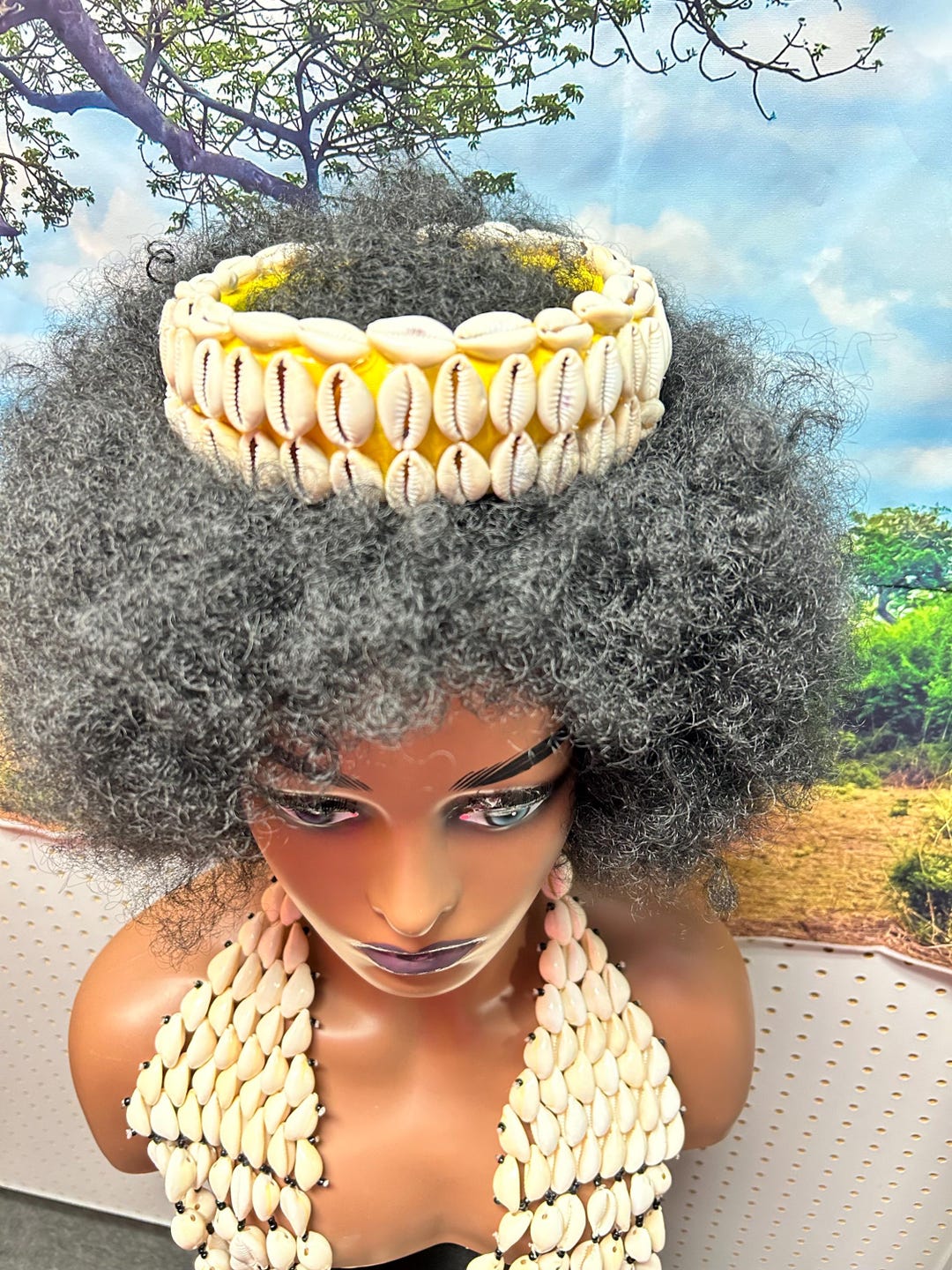 Queen Makeda Cowrie Shell Headband Crown and Cowrie Shell Necklace ...