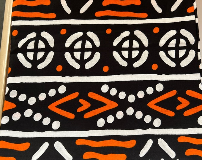 African Fabric per Yard, Mud Cloth Design Cotton Print Fabric, Tribal ...