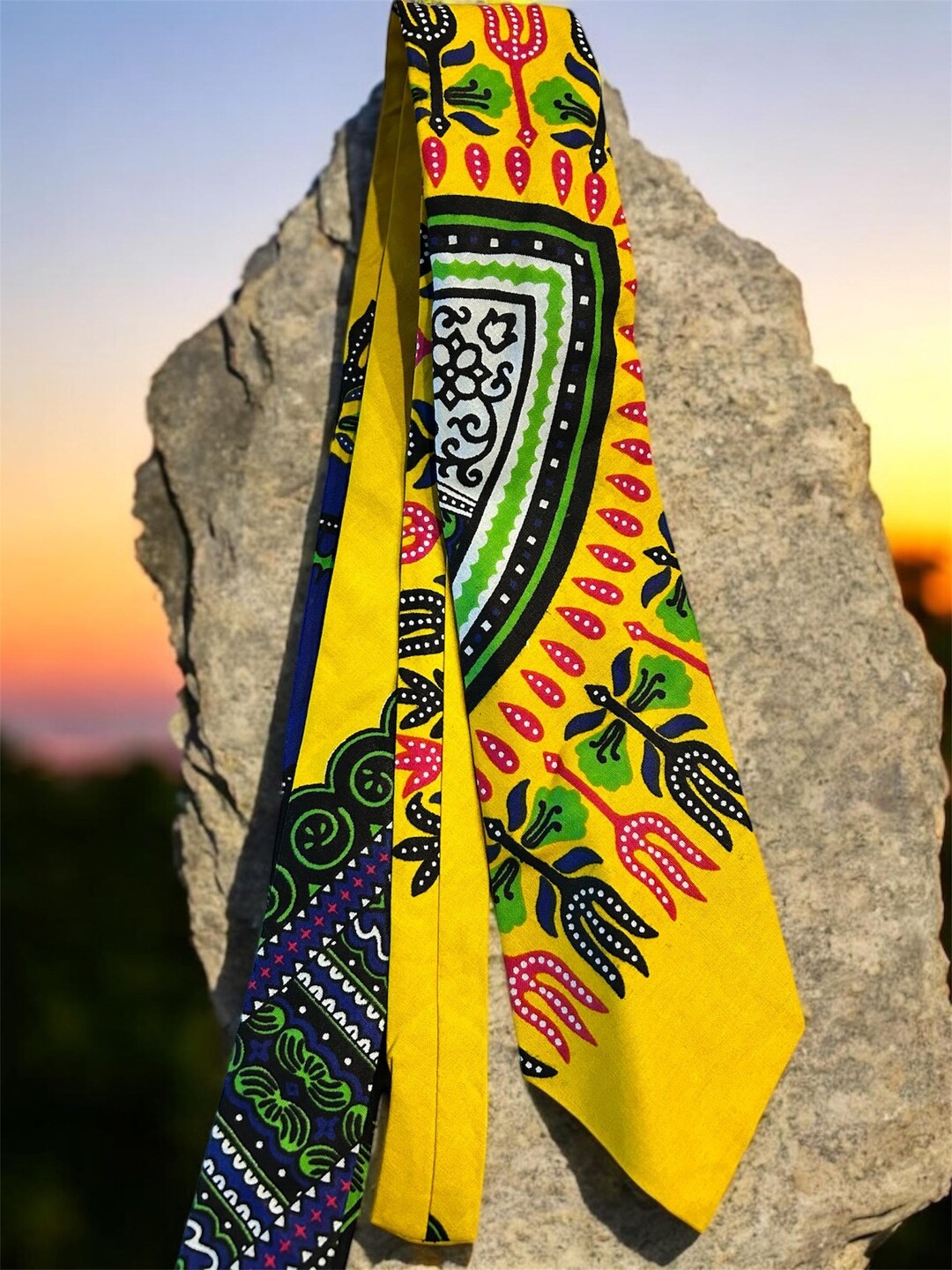 Yellow African Print Neck Ties/ Unisex African Fabric Necktie/ African ...