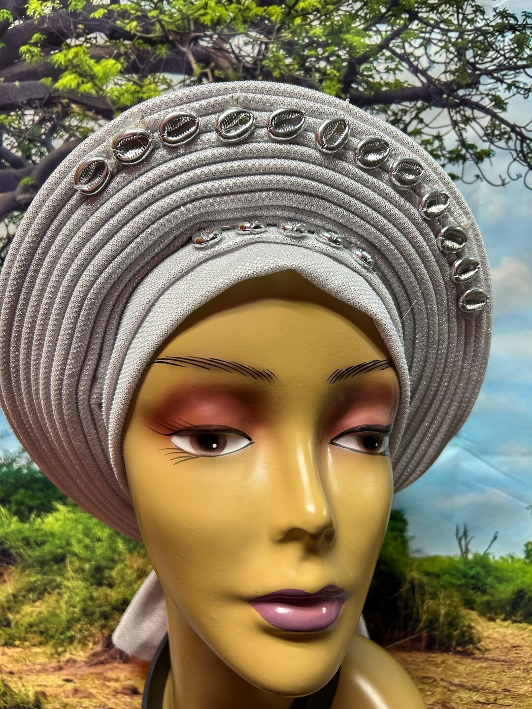 Silvery White Auto Gele, Nigerian Ready to Wear Gele Headwear, African ...