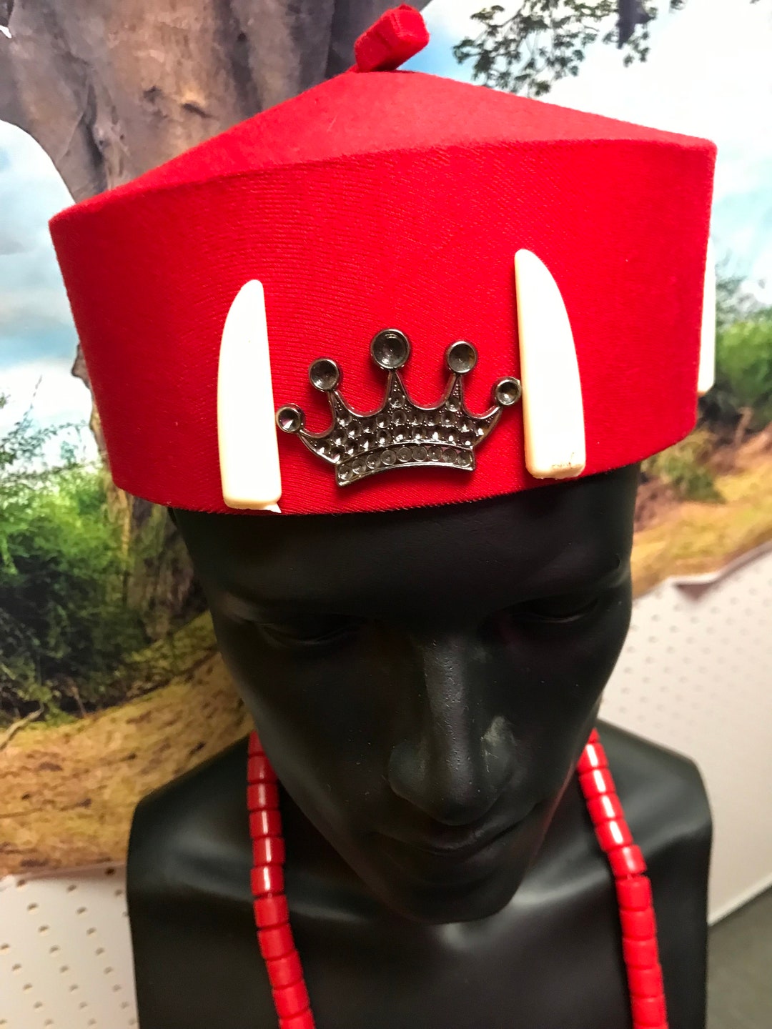 Nigerian Igbo Chief Men’s Hat, Men’s African Chieftain’s Hat, Velvet ...