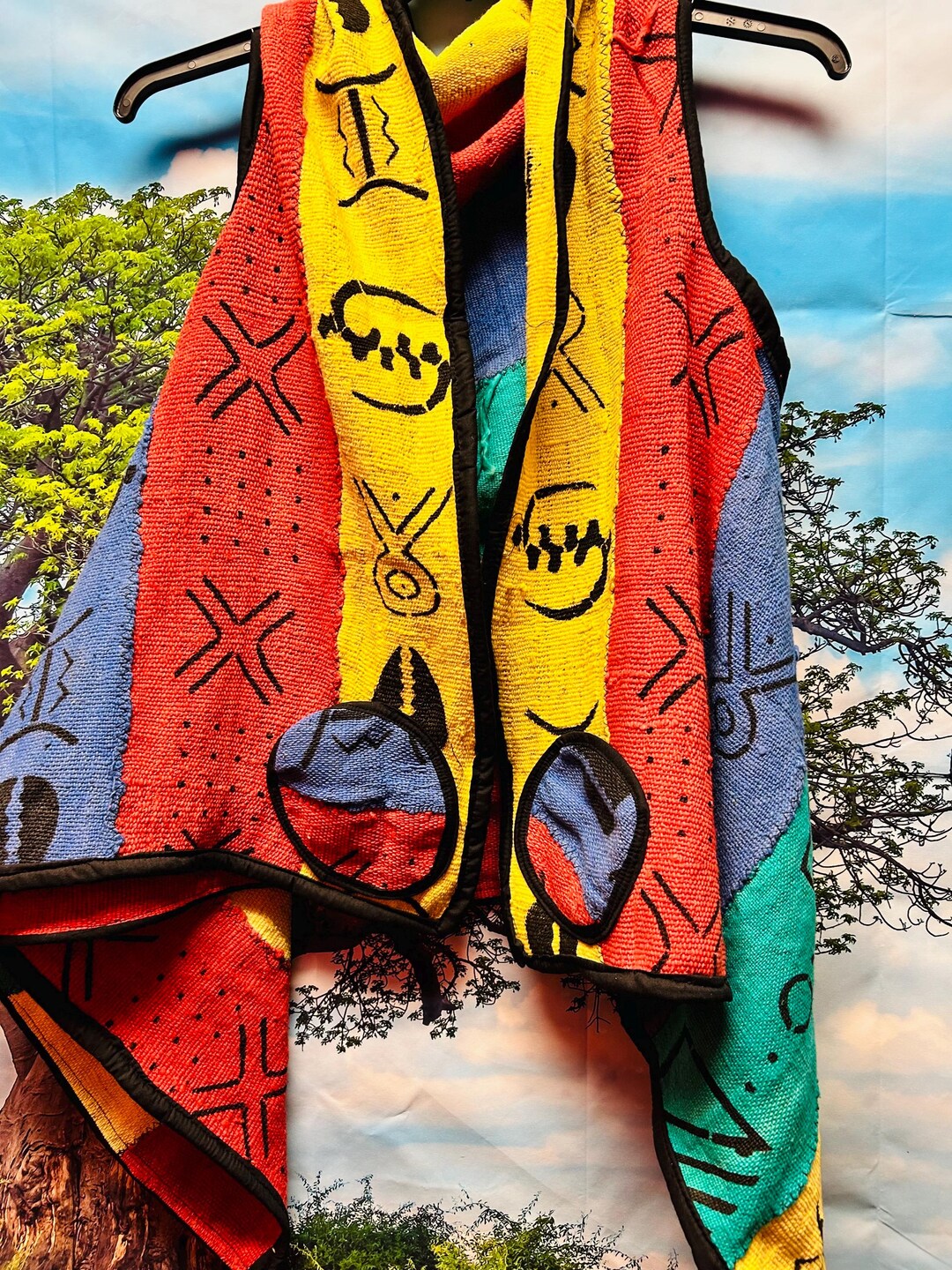 Patchwork Bogolan Vest/ Shrug, Mud Cloth Shrug With Colorful Pieces ...