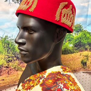Nigerian Igbo Chief Mens Hat, Mens African Chieftains Hat, Wool Kufi ...
