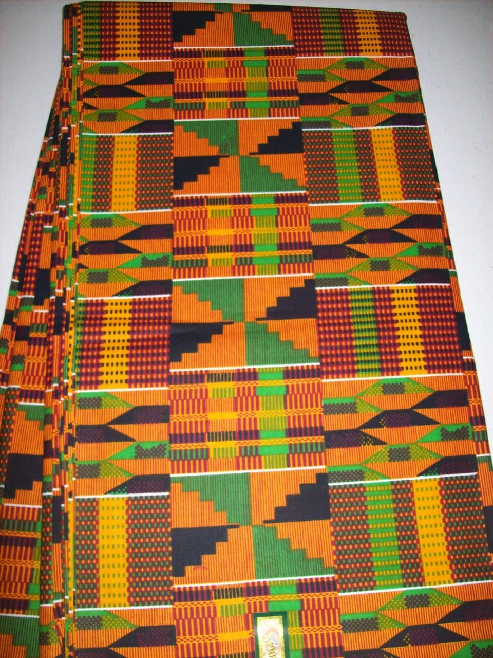 Traditional Kente Print in Orange Green and Black per Yard - Etsy