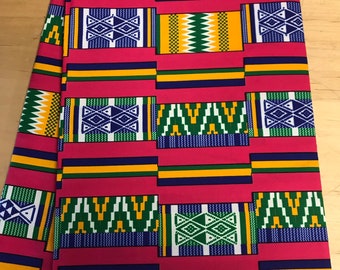 African Purple / Pink Kente Print Fabric KENTE Ghana Wax Cloth AF-4010 ...