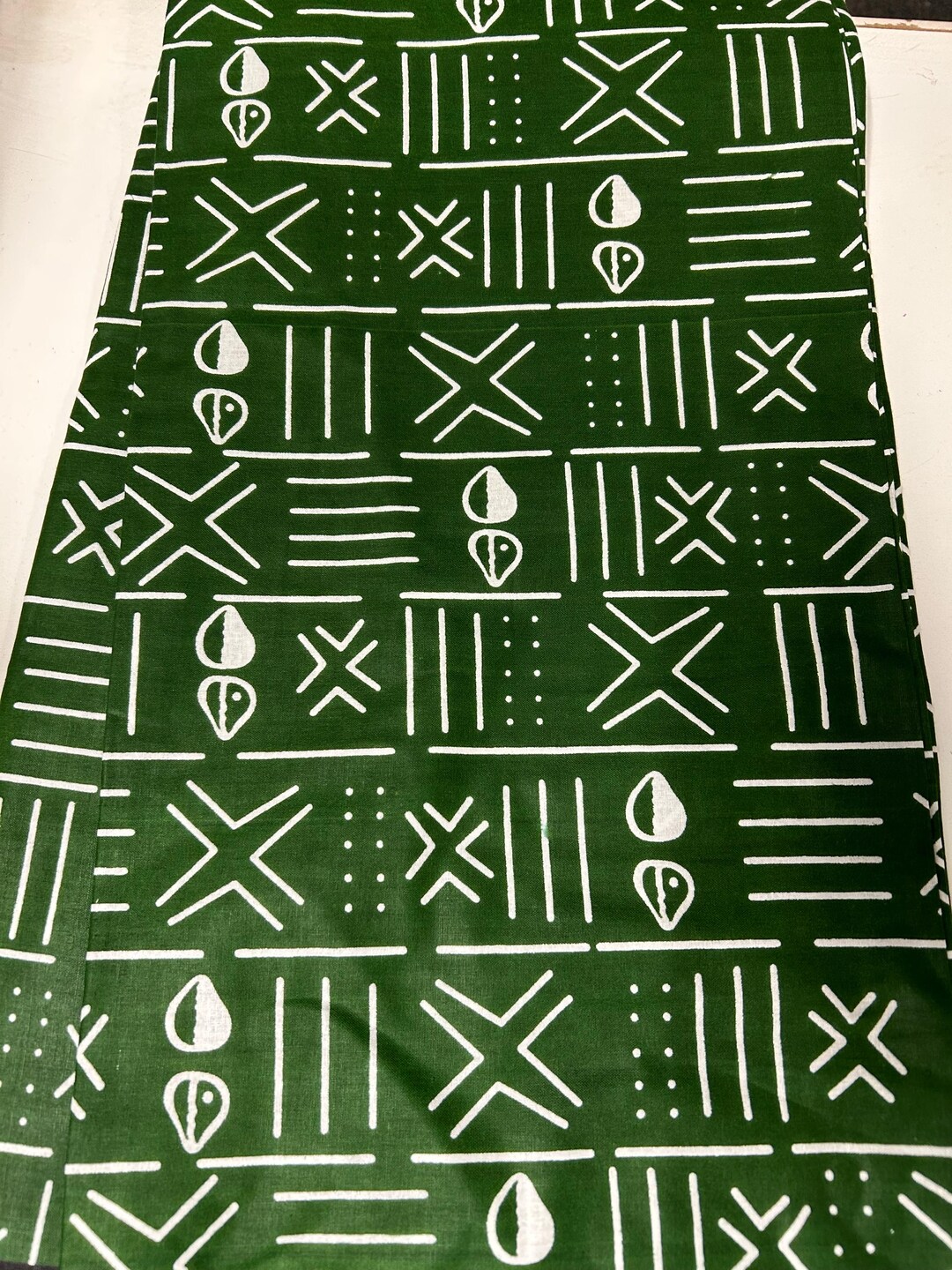 African Fabric per Yard, Green Mud Cloth Design Cotton Print Fabric ...