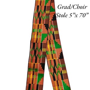 6"x44" Kente #2 African Stole or 5"x70" Economy Basic Stole for Schools ...