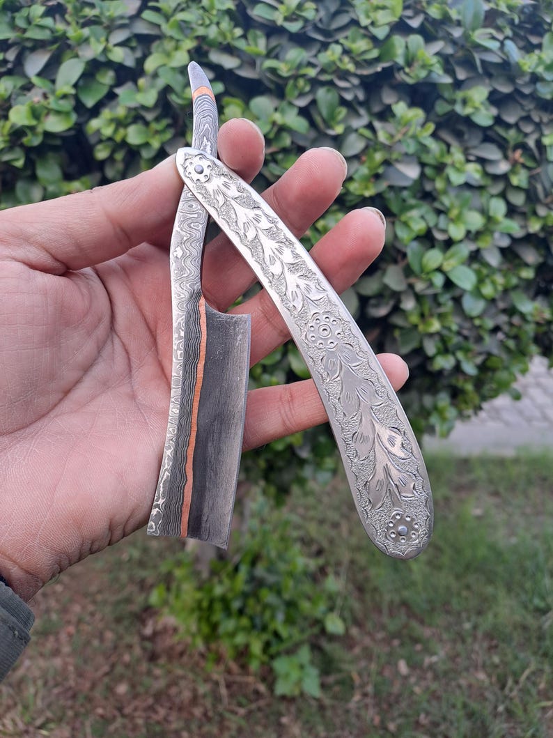Custom Handmade Damascus Steel Straight Razor Cut Throat Barber Shaving ...