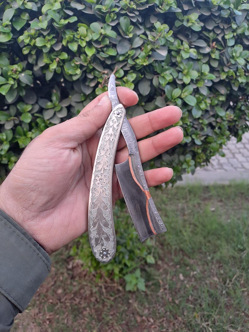 Custom Handmade Damascus Steel Straight Razor Cut Throat Barber Shaving ...