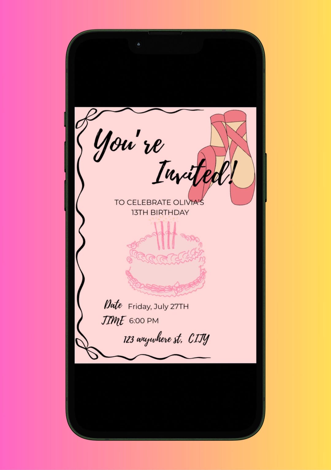 Ballet-themed Invitation Template – Editable Canva Design – Instant ...