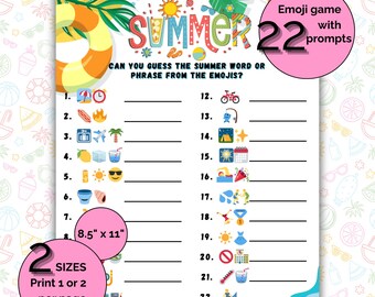Summer Emoji Game Printable | Fun Guessing Game for Kids & Adults ...