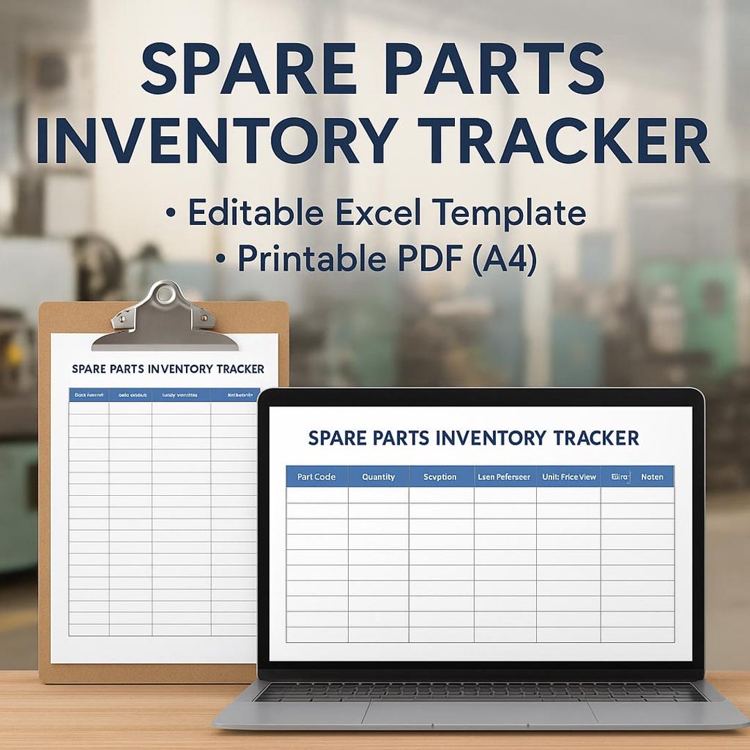 Spare Parts Inventory Tracker | Editable Excel & Printable PDF Log ...