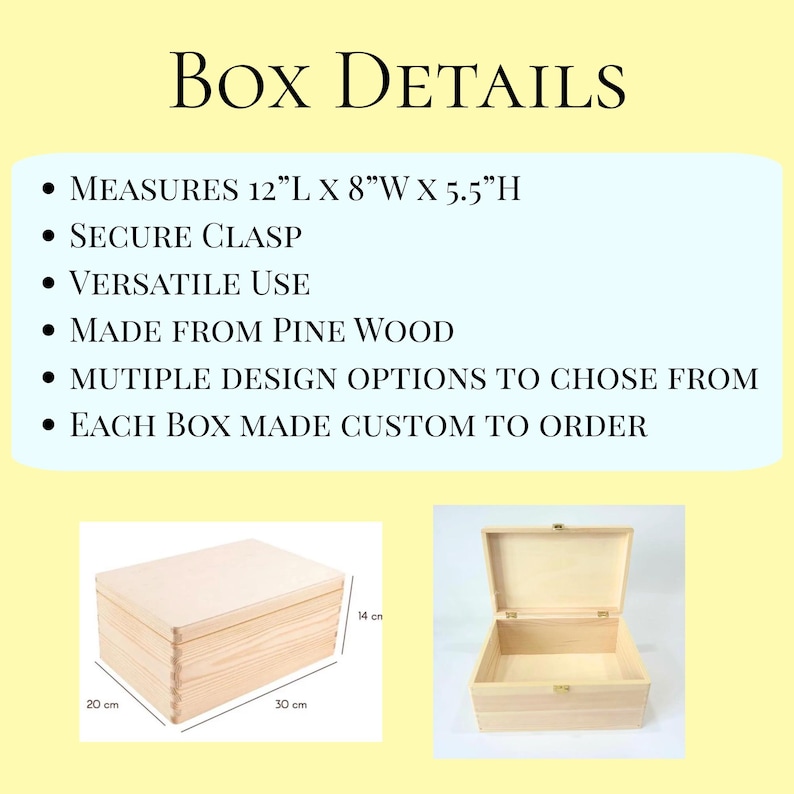 Personalized Wooden Keepsake Box Engraved Memory Box Custom Wood Gift ...