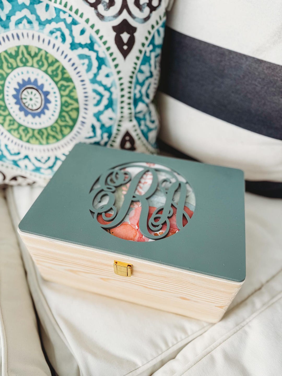 Custom Baby Time Capsule Box, Engraved Wooden Keepsake With Name & Date ...