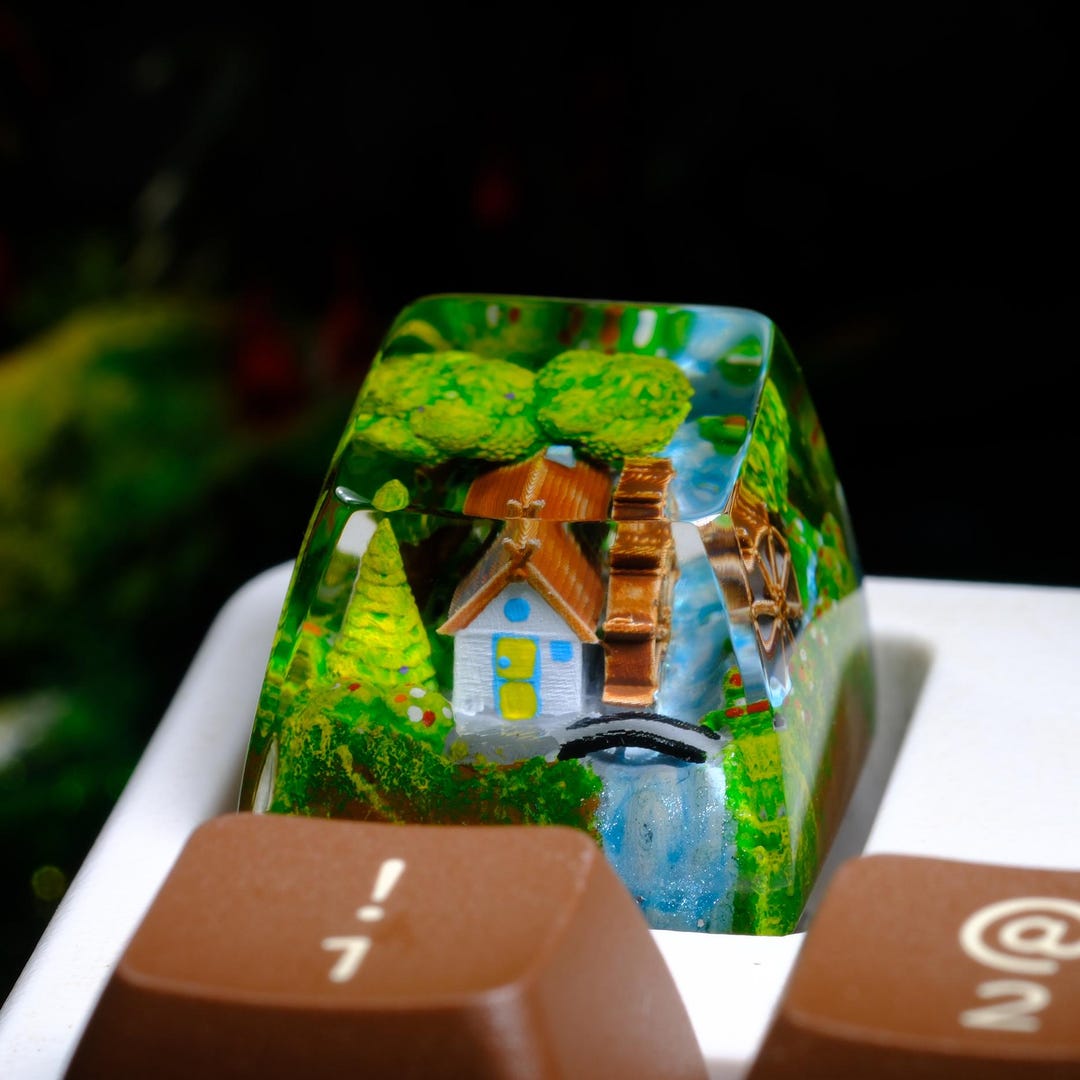 Spring Cabin Keycap – Sakura Blossom Artisan Keycap With Tiny House ...