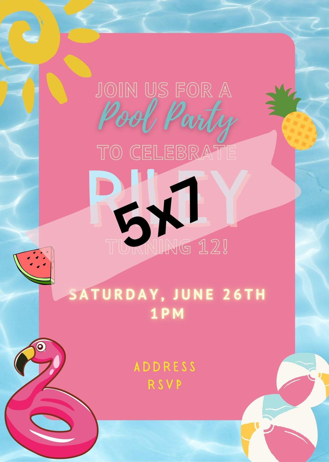 Summer Birthday Invitation, Pool Party, Water Fun Invite, Kids Pool ...