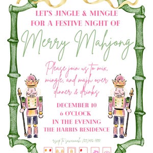 Mahjong Christmas Invitations, Christmas Party Invitations, Custom ...