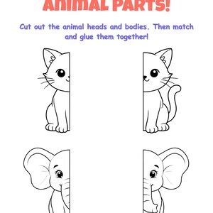 Cut and Paste Preschool Worksheets – Animal Matching, Coloring Pages ...